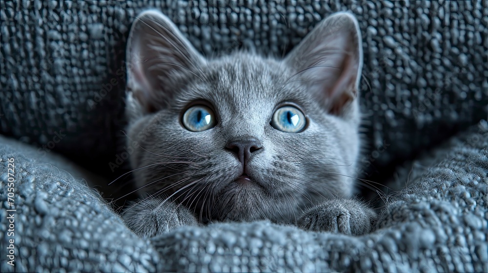 Cute Curious Russian Blue Cat Kitten, Desktop Wallpaper Backgrounds ...