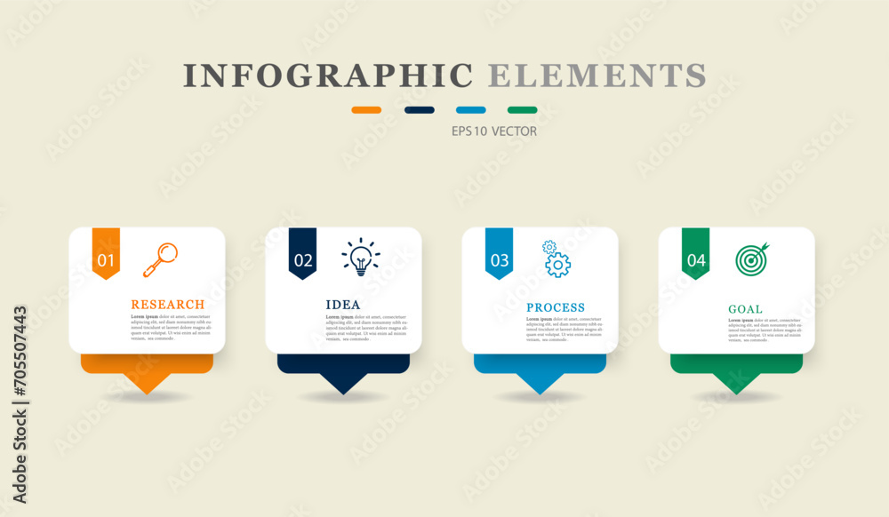 4 step vector infographic design template. Use for process diagrams ...