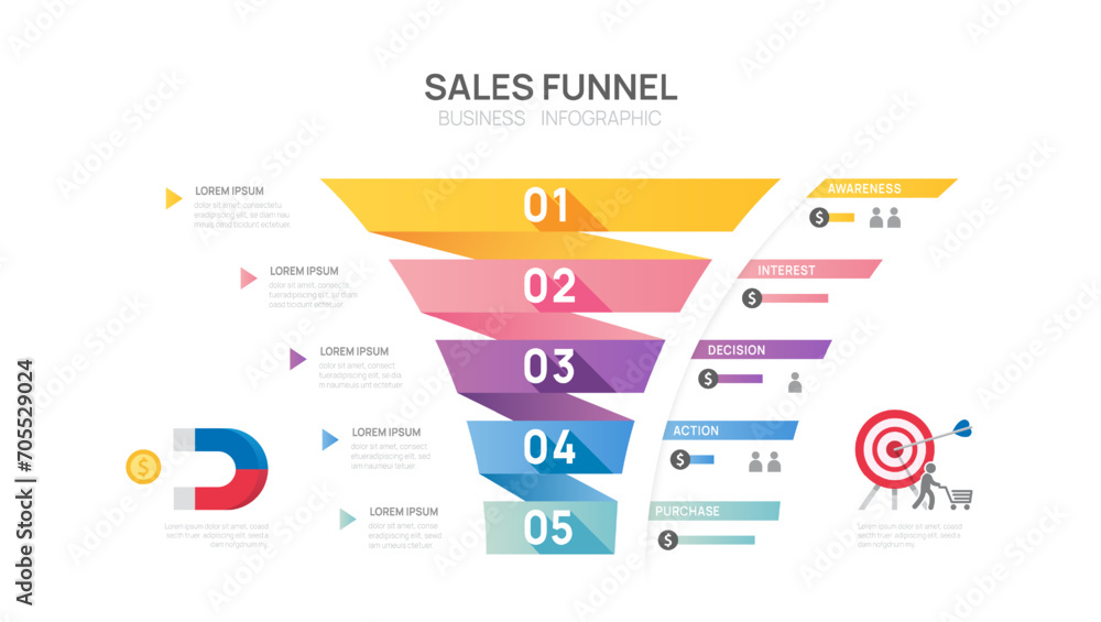 Infographic Sales funnel diagram template for business. Modern Timeline ... Infographic Sales funnel diagram template for business. Modern Timeline ...