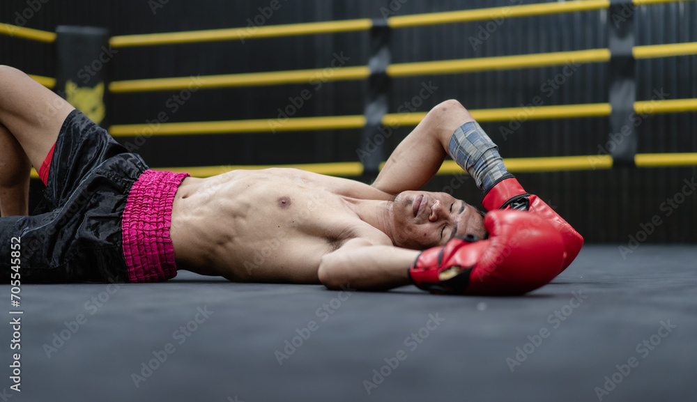 Unconscious Asian boxer lay on floor referee countdown knockout in ...