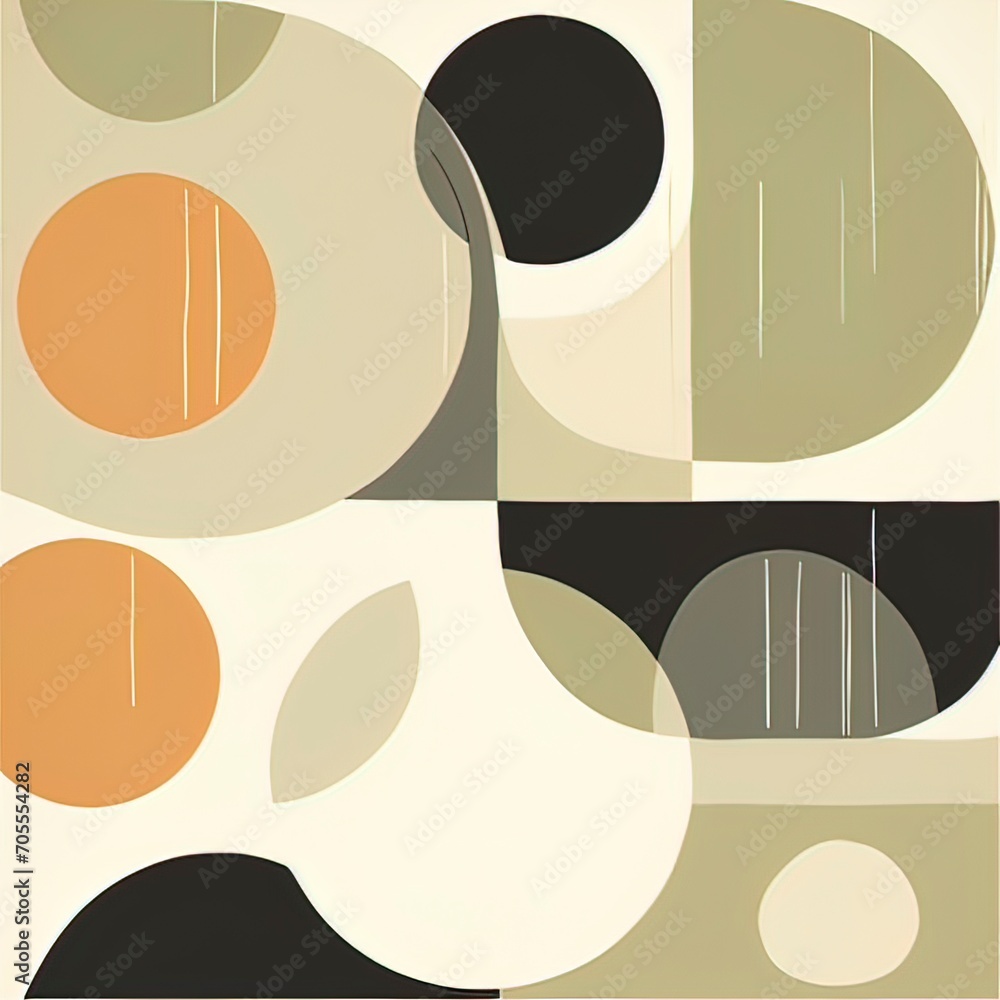 print on the entire page, organic modern, lines and circle shapes in ...