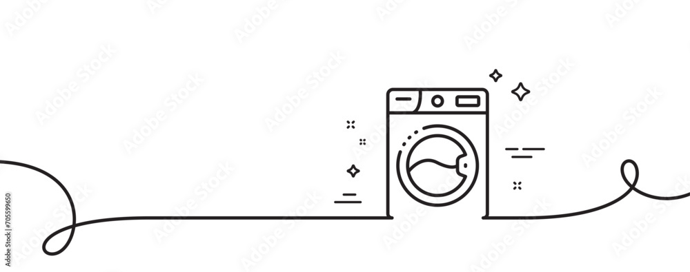 Washing machine line icon. Continuous one line with curl. Laundry ...