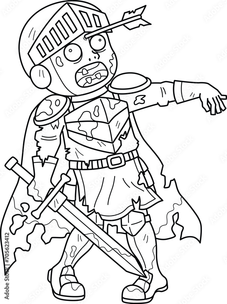 Vector de Stock Zombie Knight Isolated Coloring Page for Kids | Adobe Stock