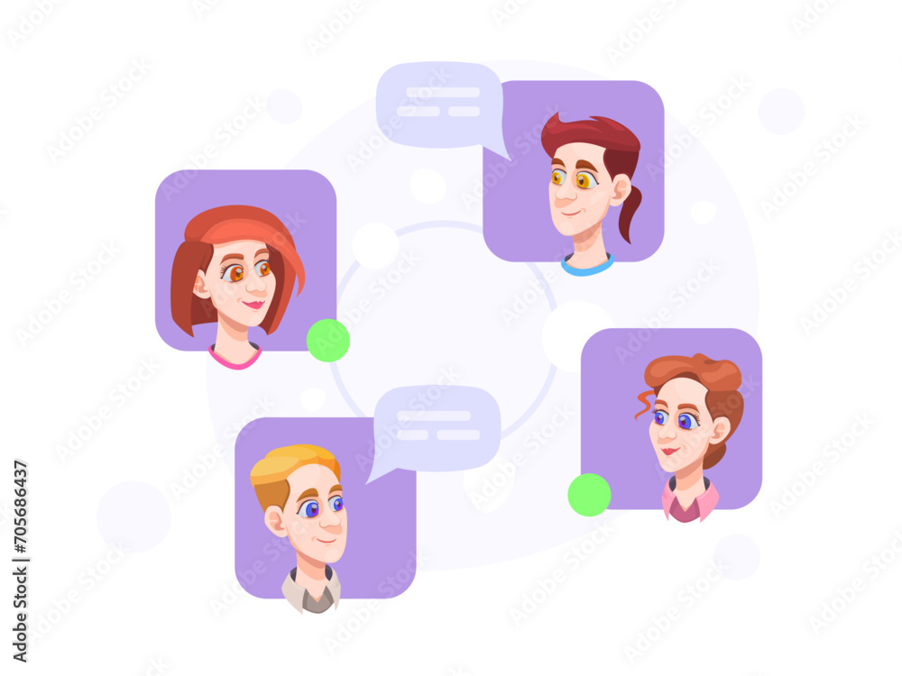 People's faces in different windows interact with each other. Bubble ...