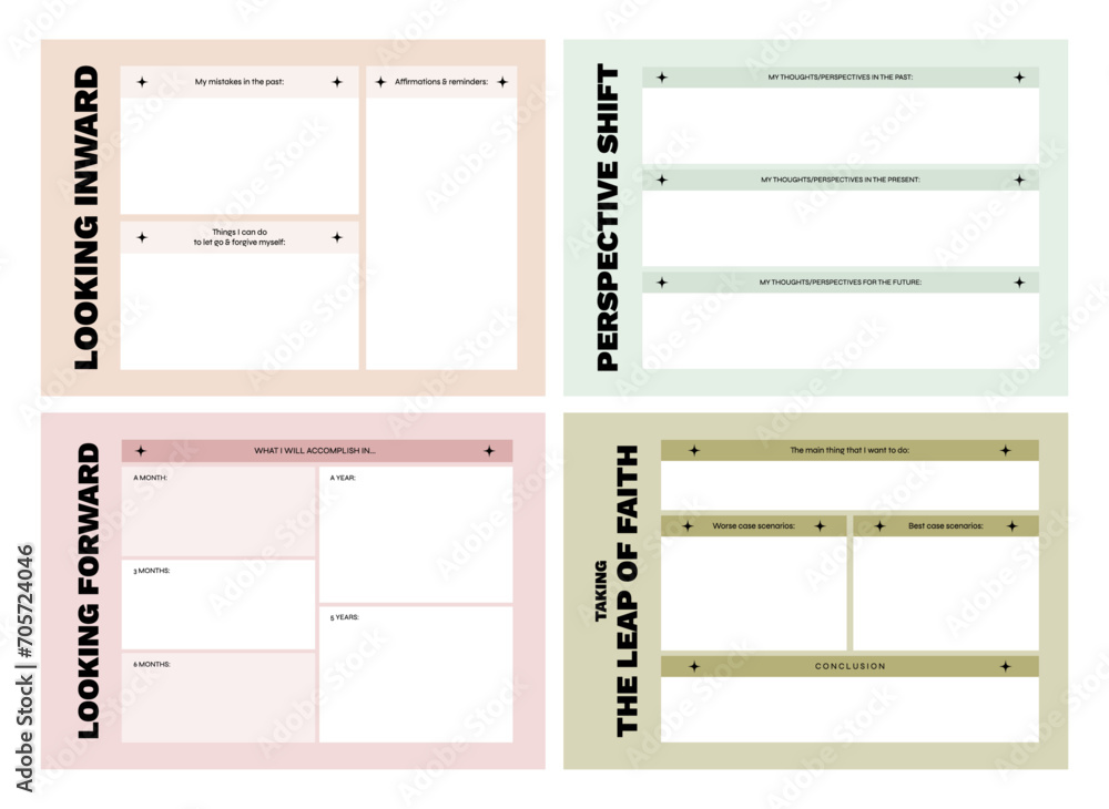 Set of printable vector intention, affirmation, manifestation planner ...