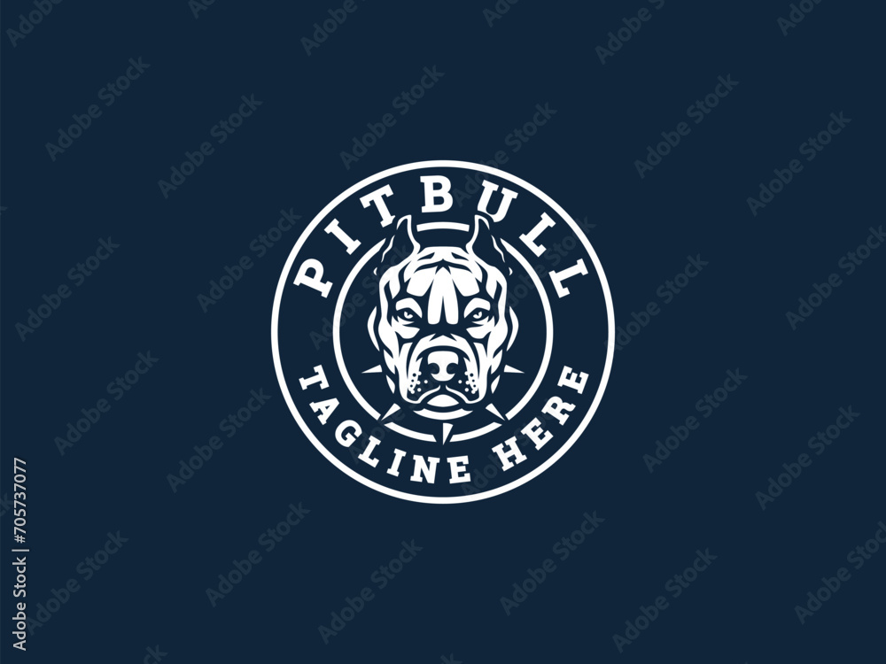 pitbull dog logo vector badge illustration,esport logo template Stock ...