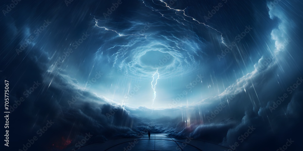 lightning in the cyclone, symbol for impending doom, disaster is coming ...