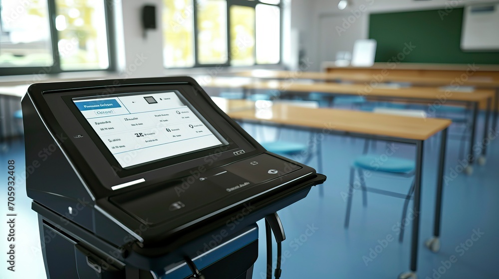 Electronic Voting Machine Ready in Classroom for US 2024 Election ...