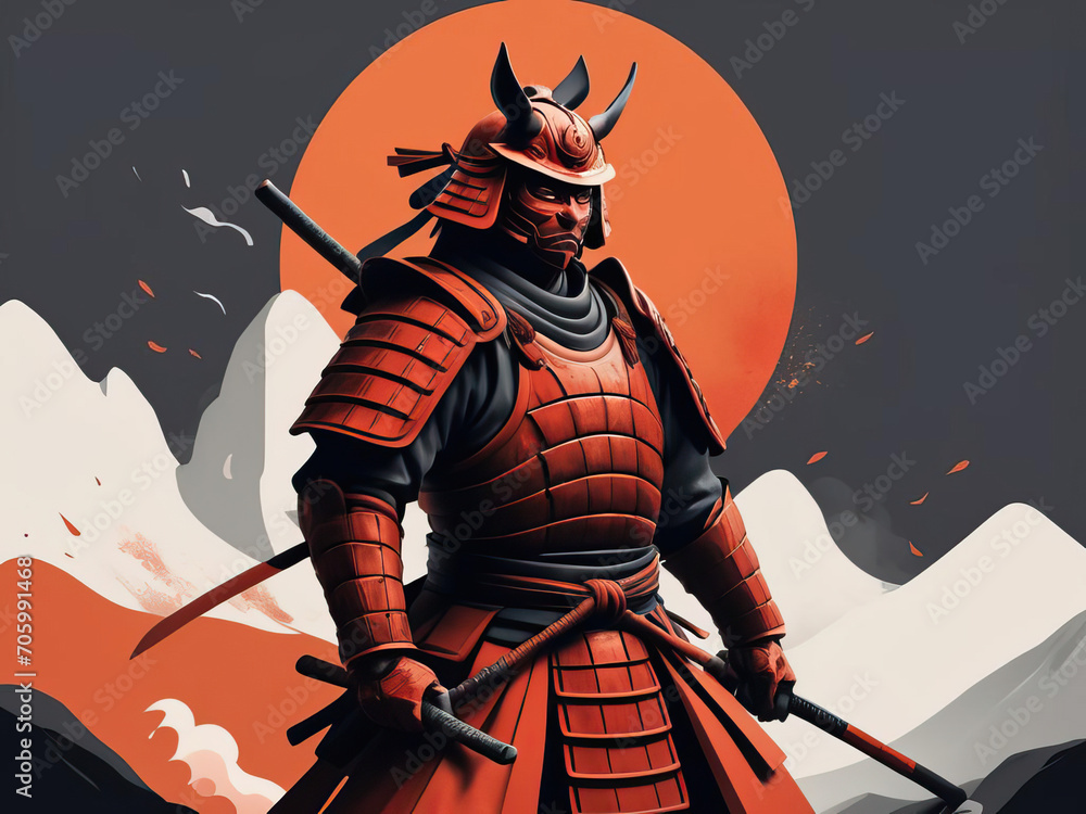 Disciplined Focus - Minimalist 8K vector art of an ancient samurai in ...