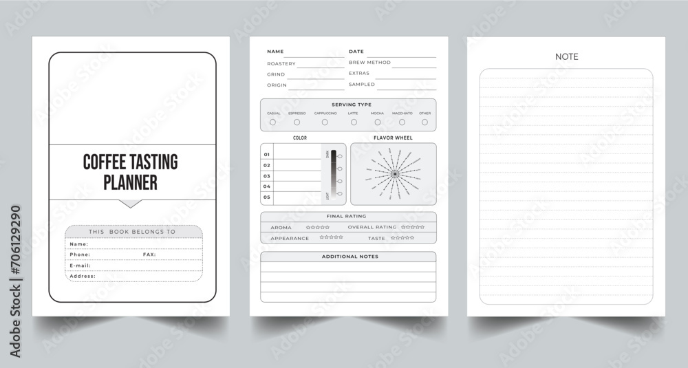 Editable Coffee Tasting Planner Kdp Interior printable template Design ...