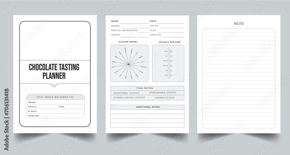 Editable Chocolate Tasting Planner Kdp Interior printable template ...
