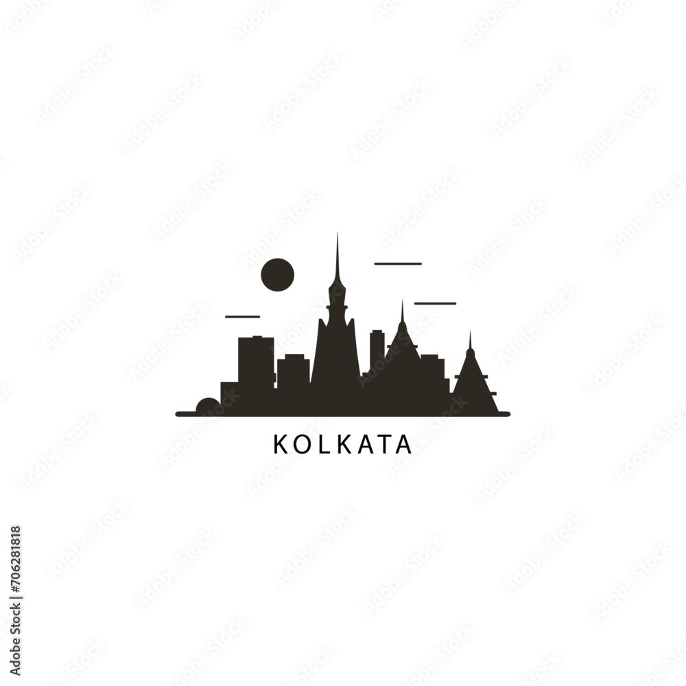 Kolkata cityscape skyline city panorama vector flat modern logo icon ...