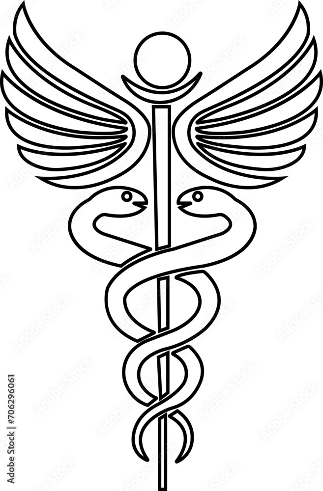Caduceus snake icon in trendy line Style. Medical center, pharmacy ...