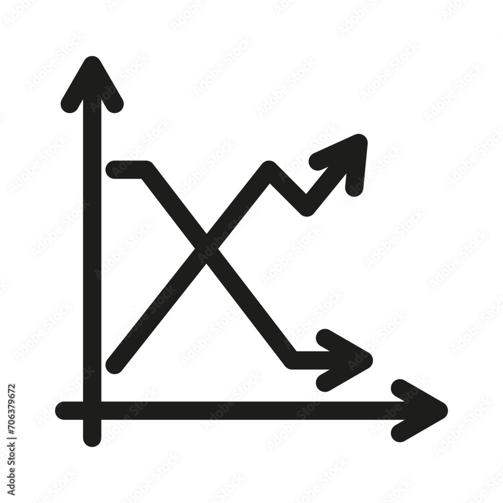 Coordinate plane with graph line icon. Work, function, plan, drawing ...