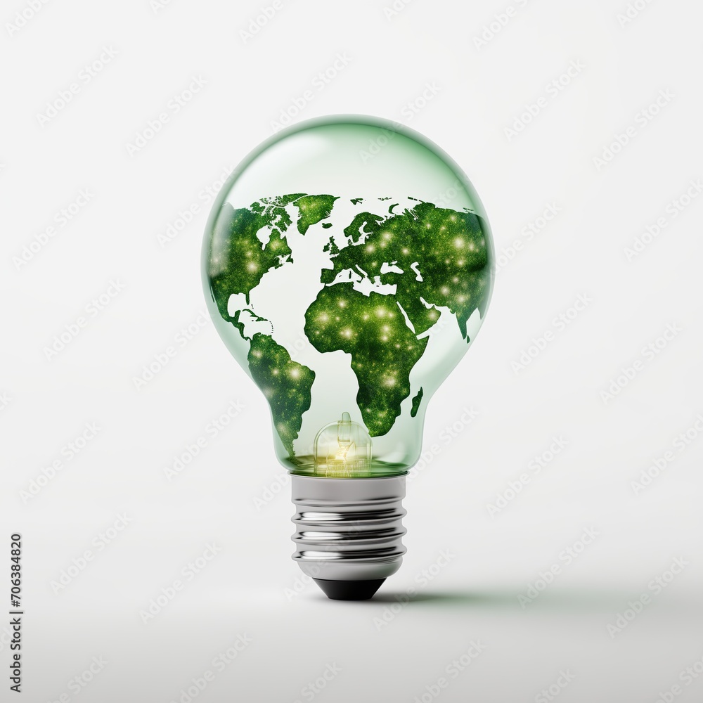 Earth Day. Green energy. Power consumption. Energy efficiency. Bulb ...