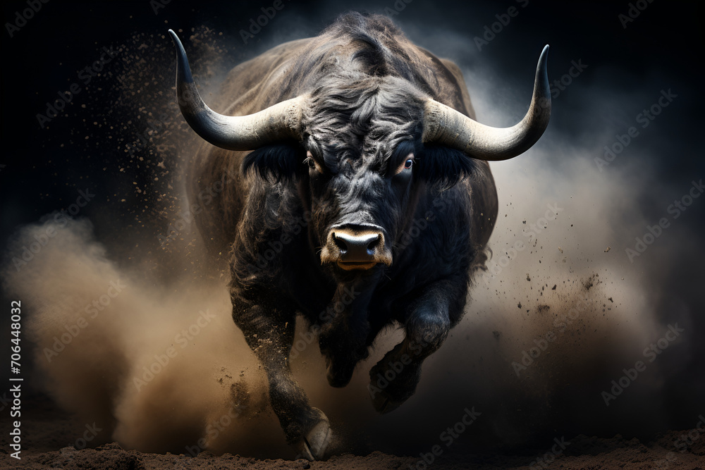 Raging, muscular bull in attack pose Stock Illustration | Adobe Stock