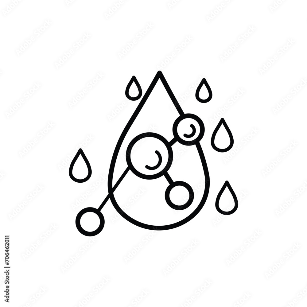 Hyaluronic acid pixel perfect linear icon. Hydrating formula. Collagen ...