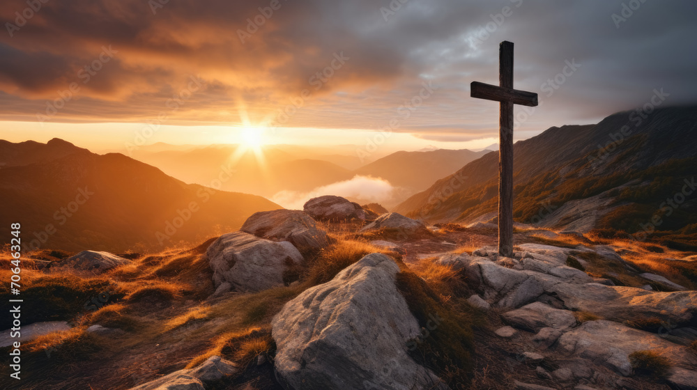 Holy cross the symbol of death and resurrection of Jesus Christ with ...