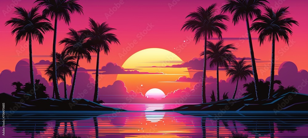 Retro Wave. Neon Palettes, Nostalgic 80s Vibes, and Synthwave Motifs ...