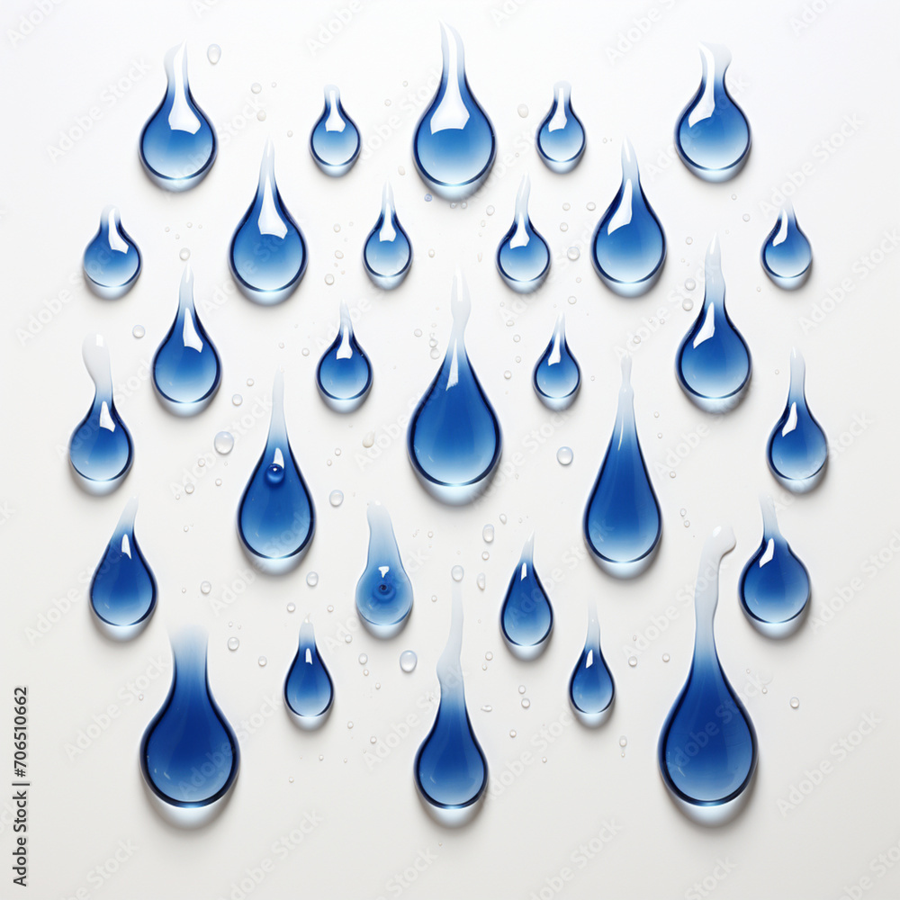 Fondo con detalle y textura de varias gotas de liquido de tonos azules ...