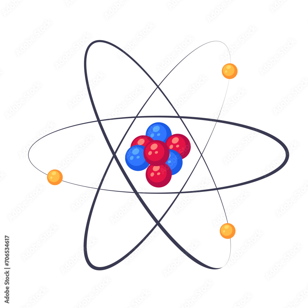Illustration of atomic structure consisting of protons, neutrons and ...