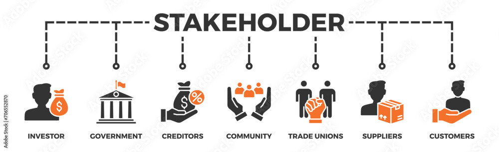 Stakeholder relationship banner web icon vector illustration concept ...