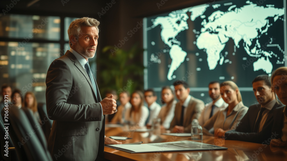 Photo Stock Cadre supérieur, directeur ou dirigeant donnant une ...