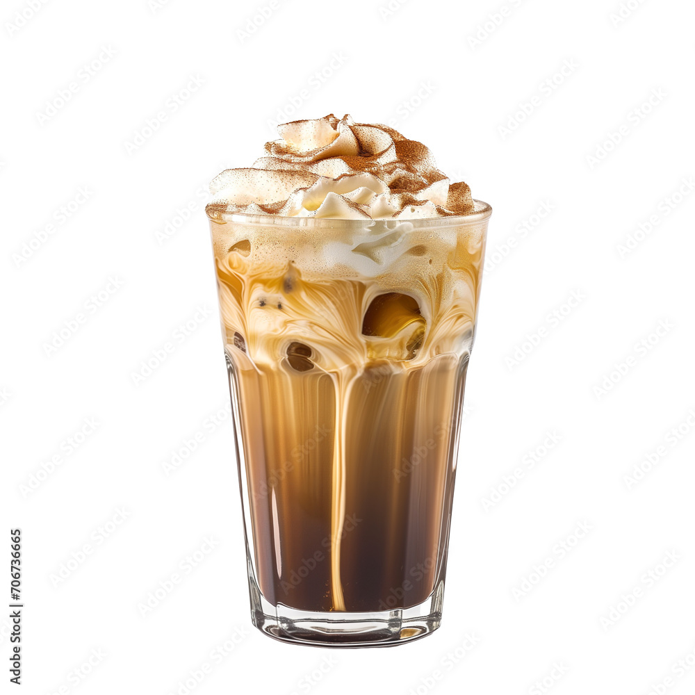 Iced coffee with cold foam isolated on transparent background ...