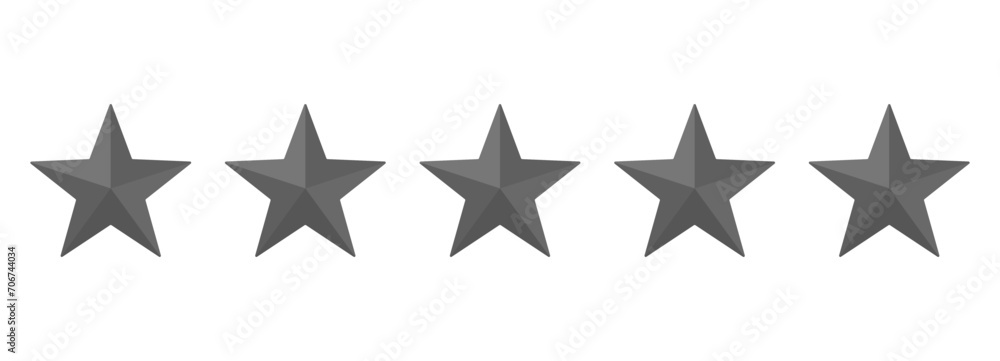 Five gray stars for rating and ranking reviews Stock Vector | Adobe Stock