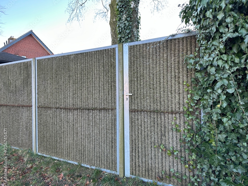 Garden screens with coconut fibre. The outer side is finished with ...