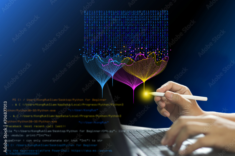 Big data technology and data science. analyze. Artificial intelligence, machine learning ...