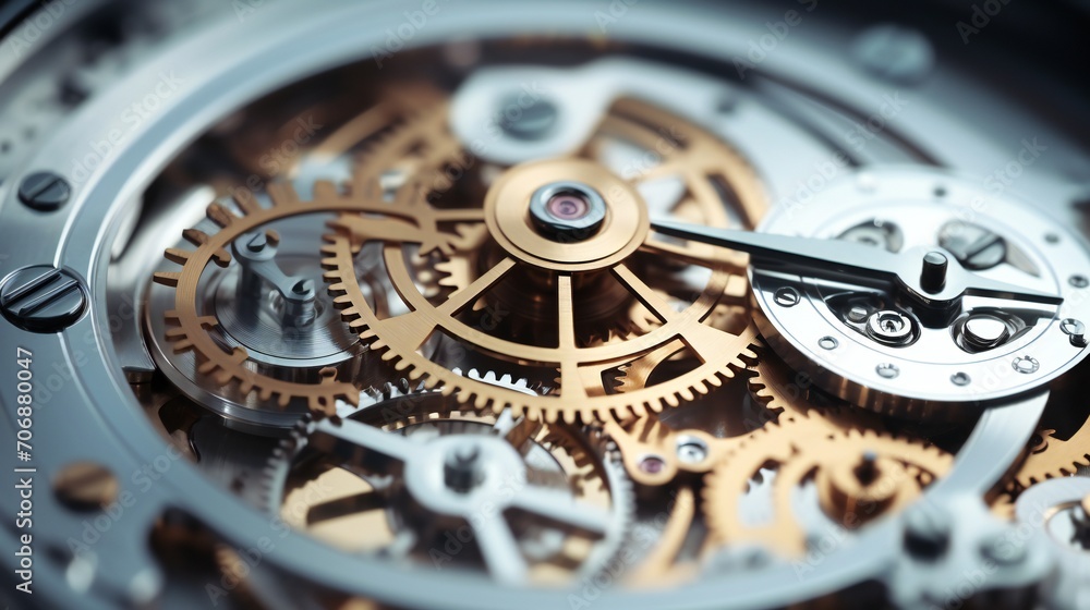 Photo Stock Overview of a wide scene displaying a gears clock, each cog ...
