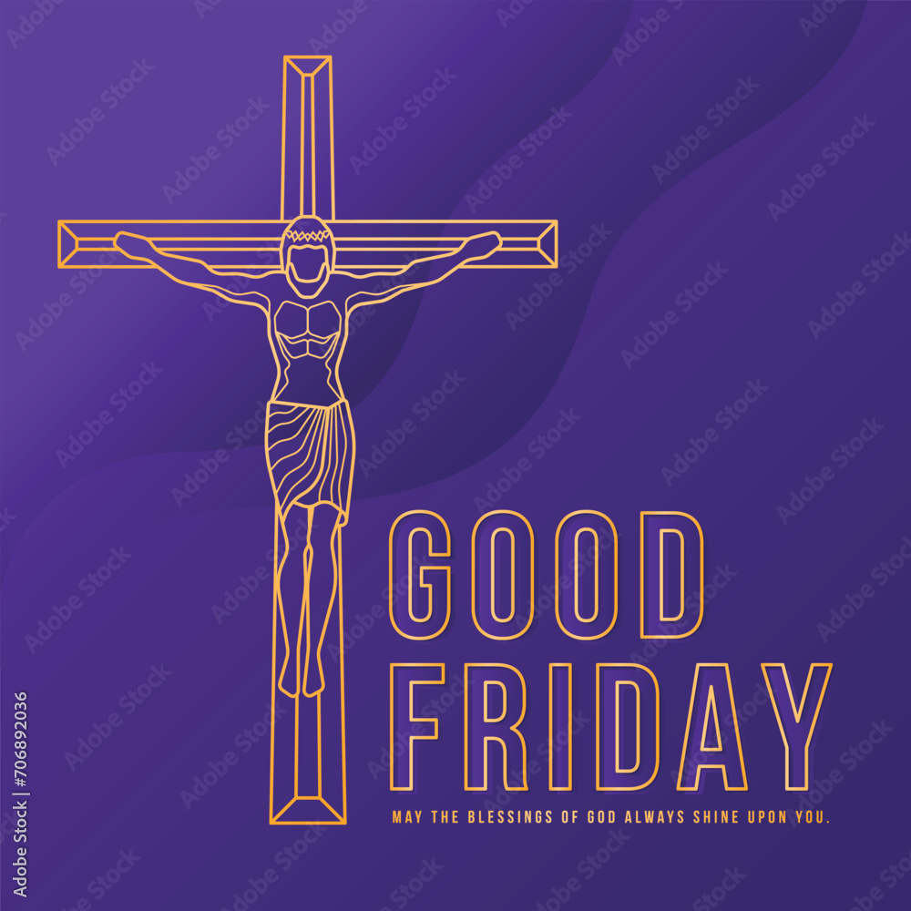 Good friday abstract modern gold line jesus christ crucified sign on ...