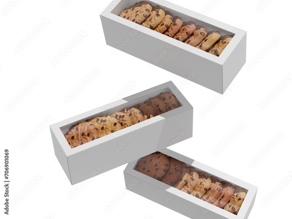 Floating White Blank Cookies Packaging Slide Box 3D Mockup Stock ...