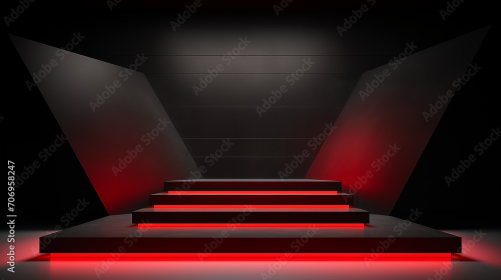 Red podiums 3d background with podium. Podium scene. Abstract minimal ...