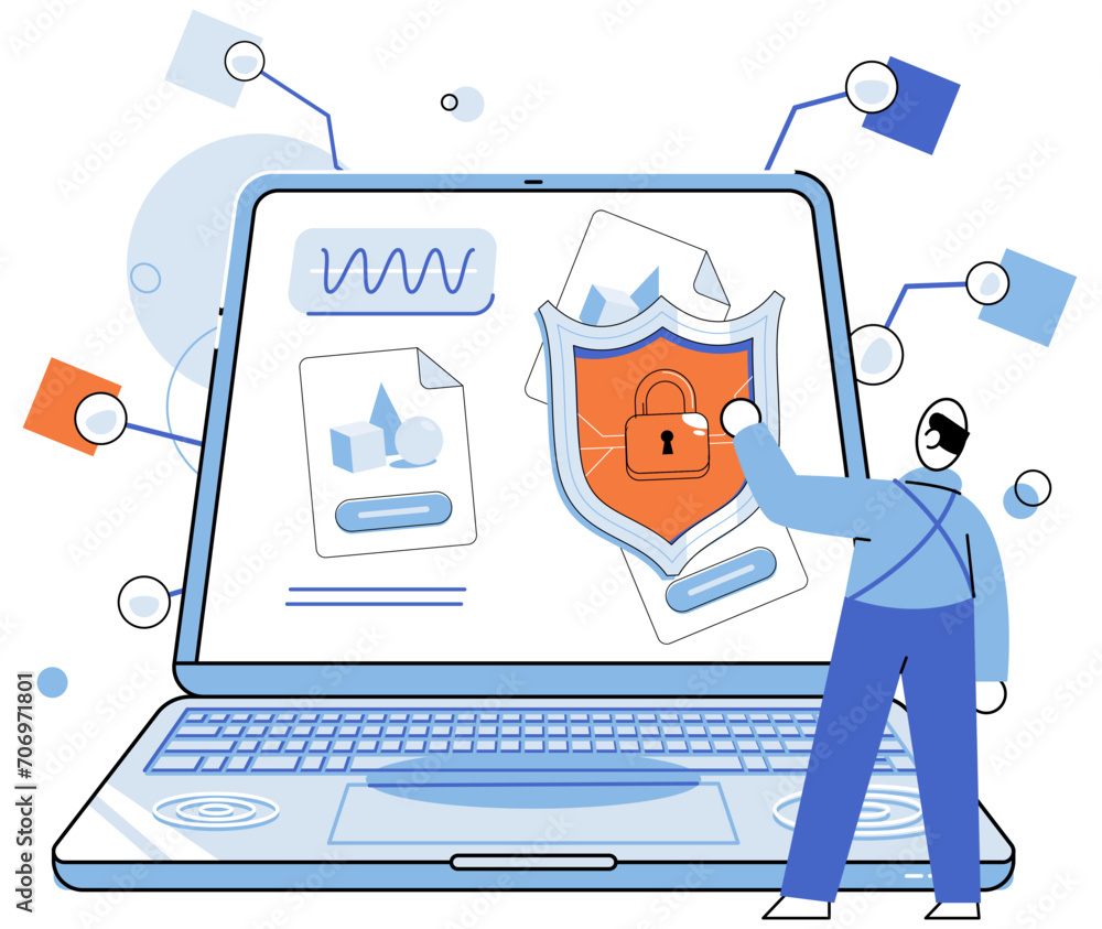 Cyber security vector illustration. Confidence in online transactions ...