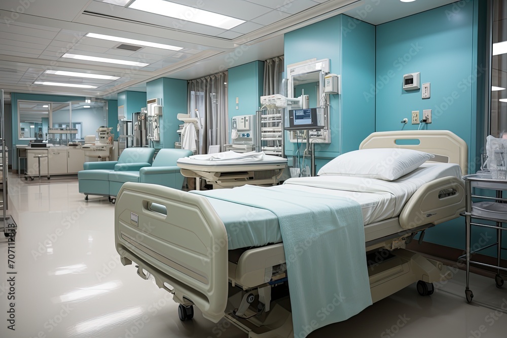 Hospital ward or Recovery room with bed and comfortable medical ...