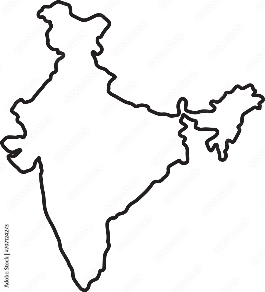 India map vector illustration. black color on white background Stock ...