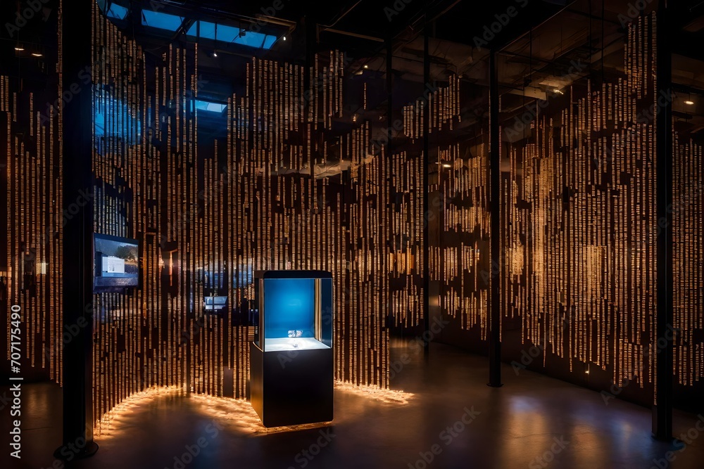 Envision a captivating scene of a Time Capsule Art Installation, bathed ...