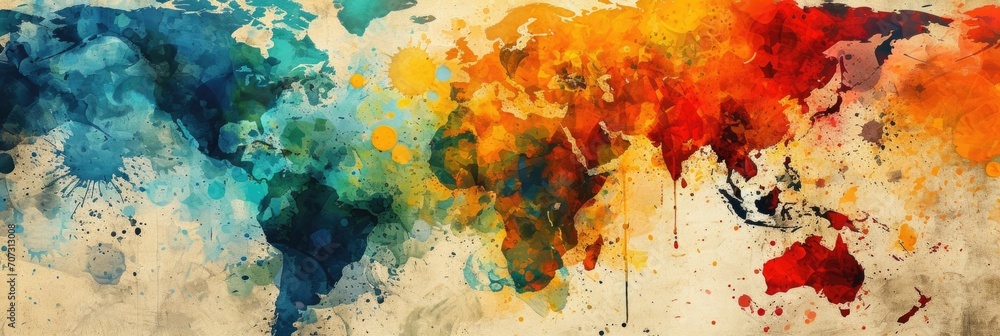 world map colorful splash Stock Illustration | Adobe Stock