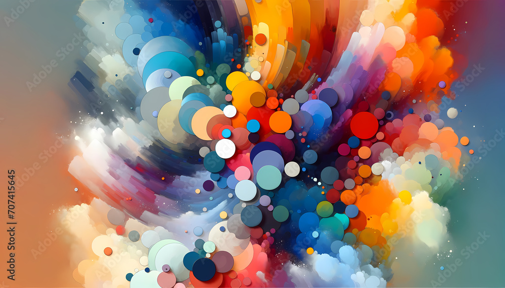 Explosión de colores llamativos, vivos o vívidos en una composición ...