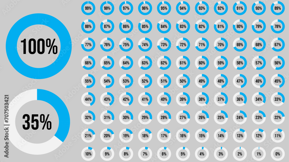 Modern Loading and Progression Light Blue UI Icons Set, Percentage ...