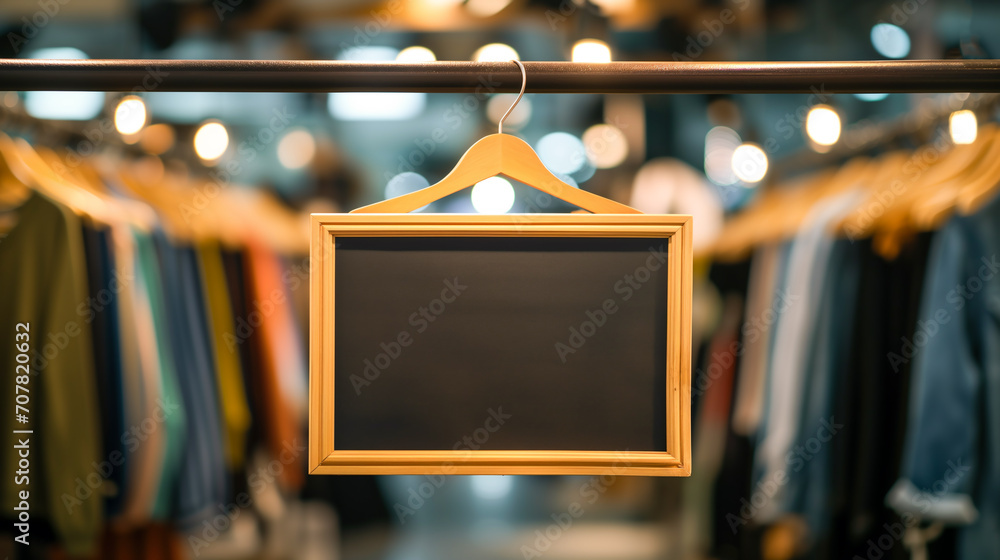 Empty advertise display frame in shopping mall, Blurred department ...