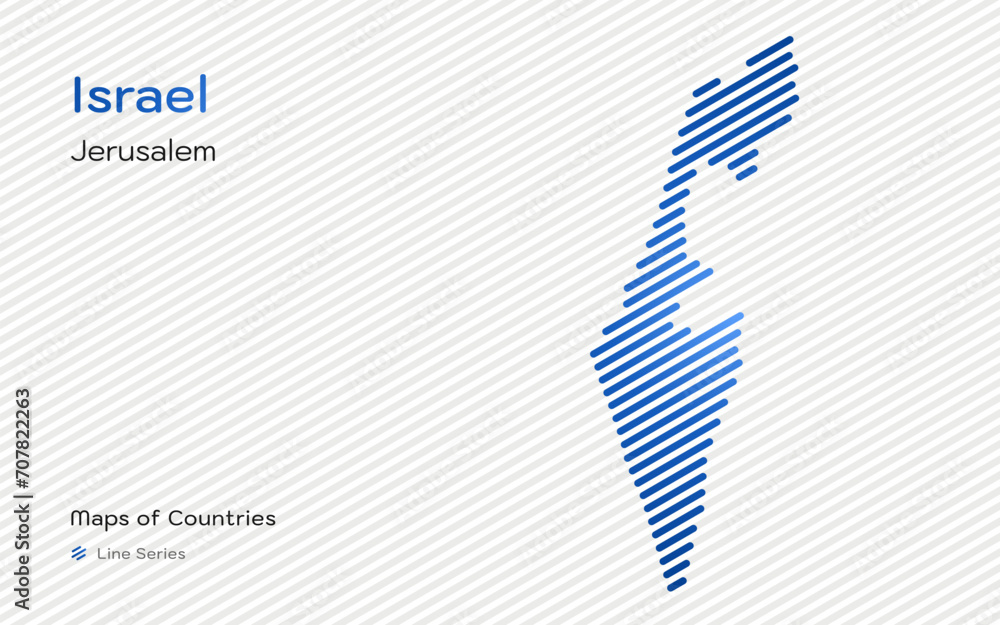 Israel Map with a capital of Jerusalem Shown in a Line Pattern ...