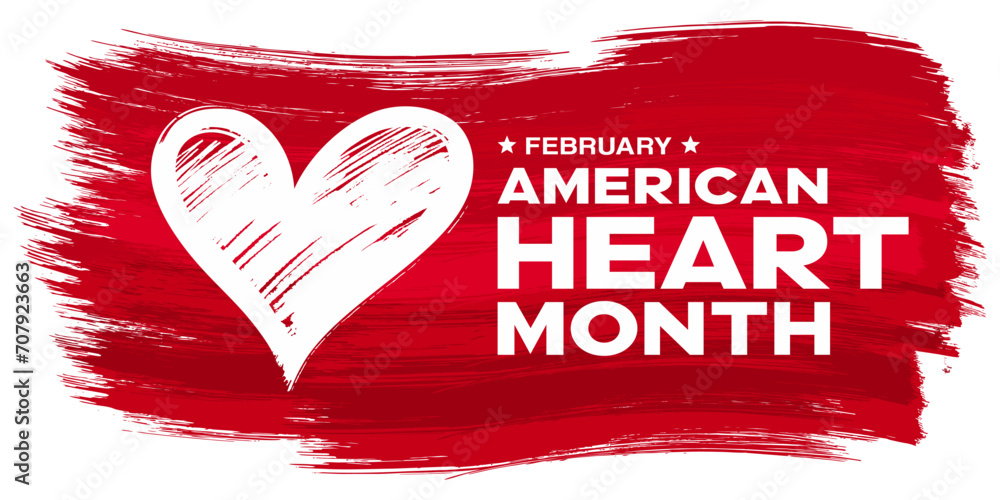 American heart month, february heart month, logo, theme, poster, banner ...