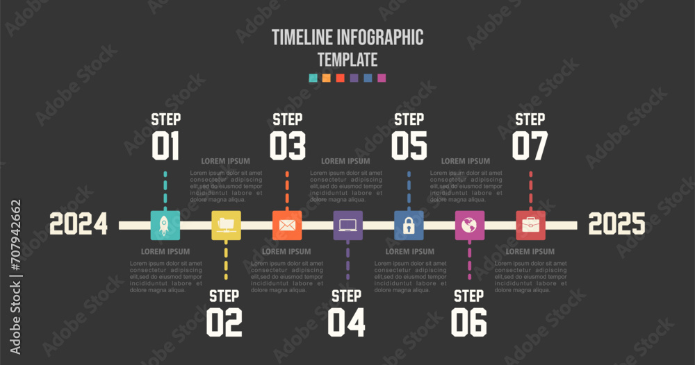 Infographic template for business. 7 Steps Modern Timeline diagram with ...