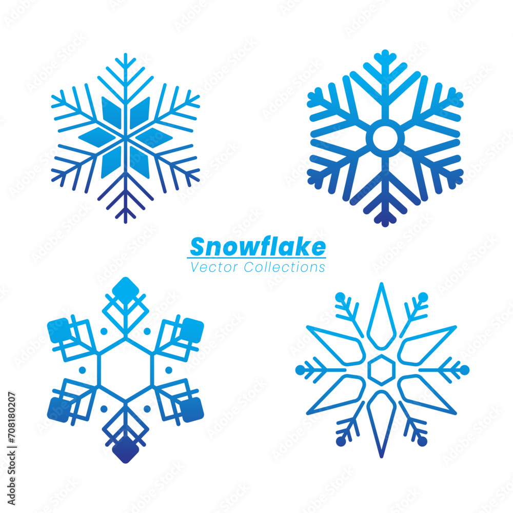 cute design of snowflake collections vector element set. pack of flat ...