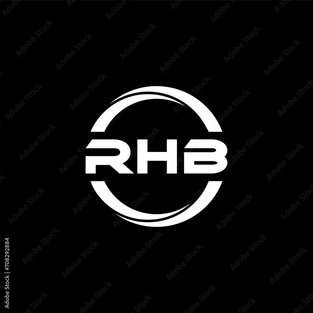 RHB letter logo design with black background in illustrator, cube logo ...