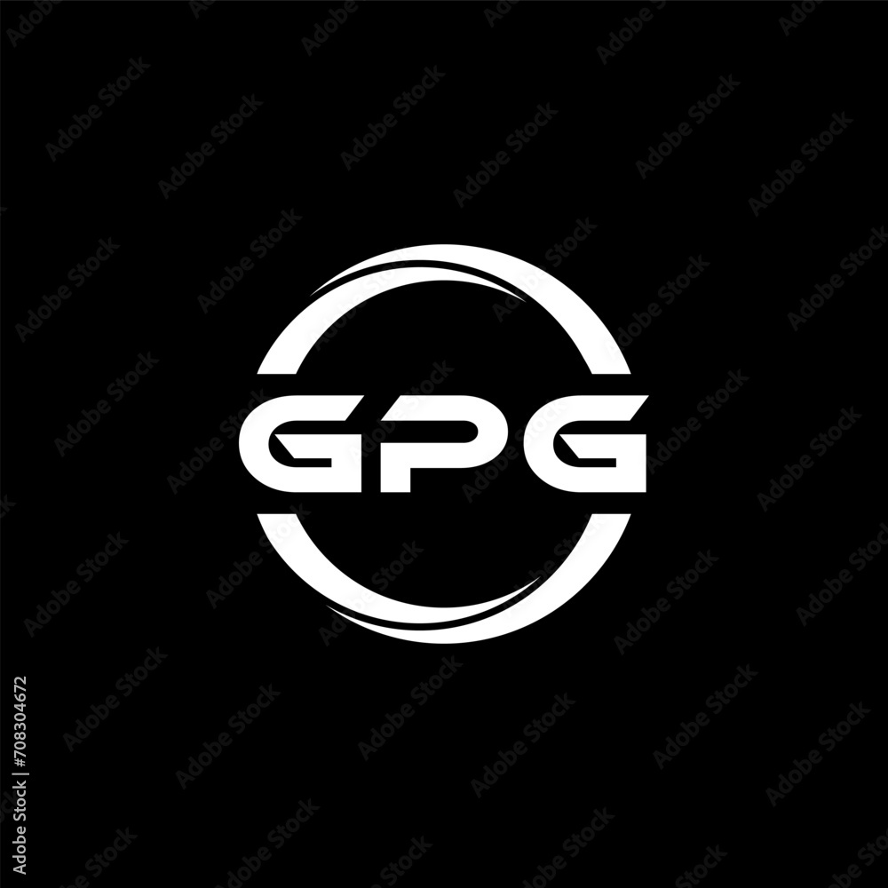 GPG letter logo design with black background in illustrator, cube logo ...