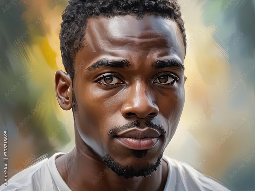 Expressive Close-Up - Impressionist digital painting of a determined ...